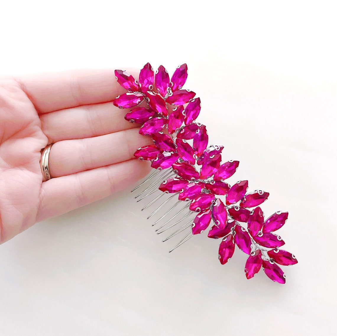 Enya Hot Pink Hair Comb Fuchsia Pink Bridal Headpiece - Etsy