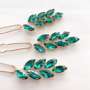 Emerald Green Crystal Hair Pins, Set of 3 Green Hair Pins, Emerald ...