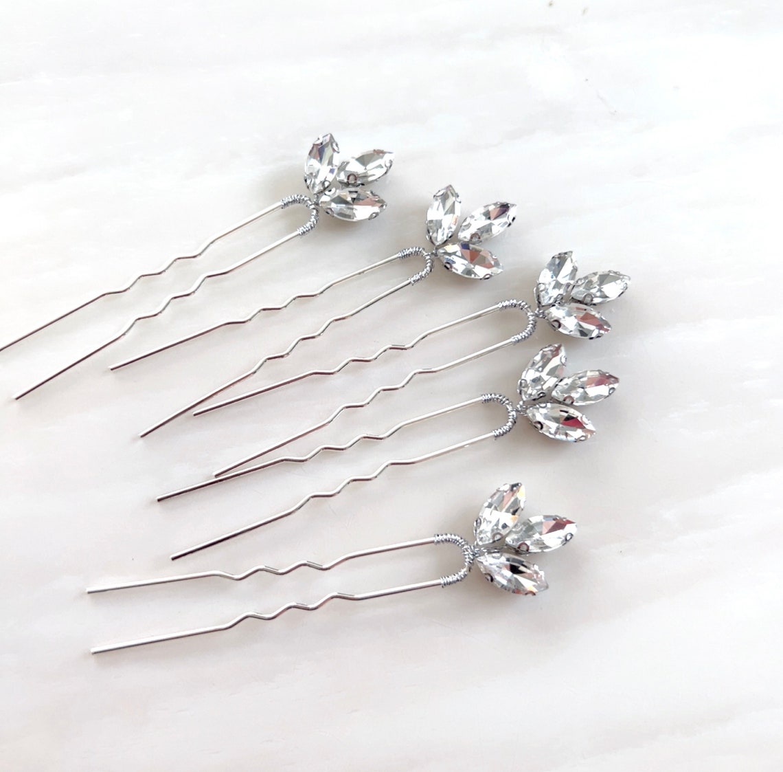 Crystal Bridal Hair Pins, Set of 5 Silver Wedding Hair Accessories - Etsy