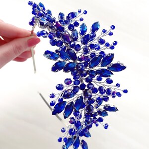 Blue Crystal Headpiece, Royal Blue Bridal and Occasion Headband - Etsy