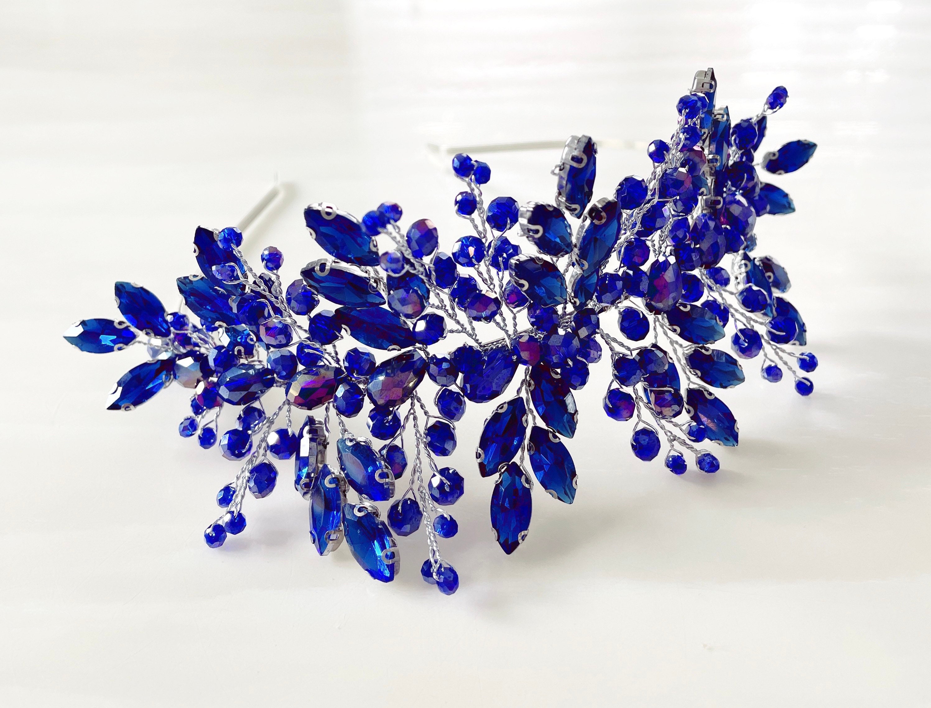 Blue Crystal Headpiece Royal Blue Bridal and Occasion - Etsy UK