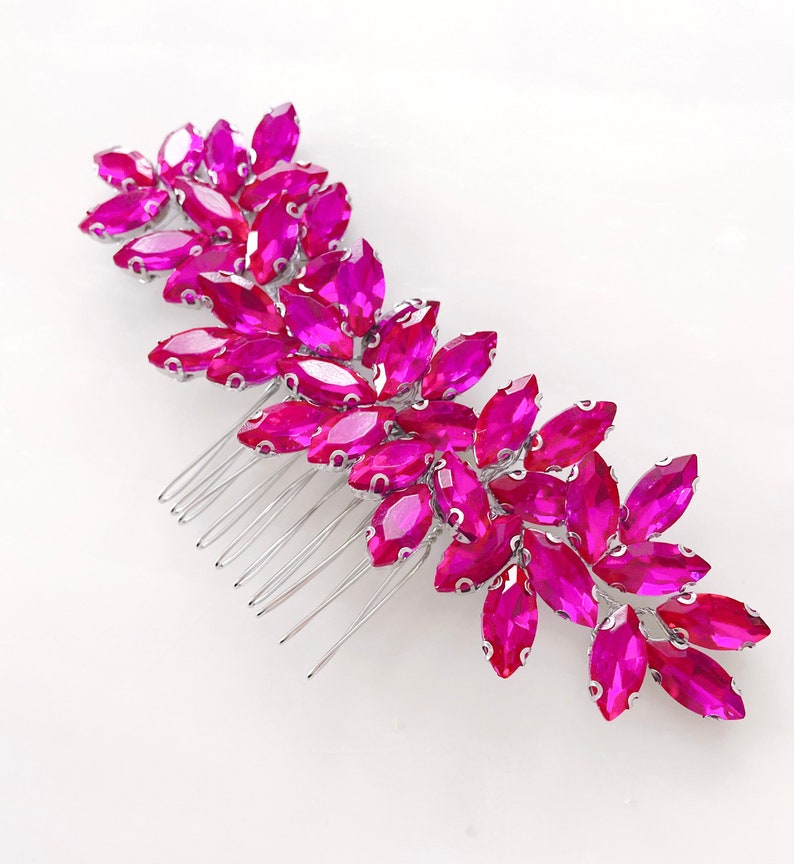 Enya Hot Pink Hair Comb Fuchsia Pink Bridal Headpiece - Etsy