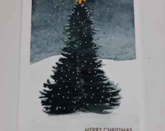 Hand Painted Watercolour Christmas Card With Pearls and Ribbon. - Etsy UK