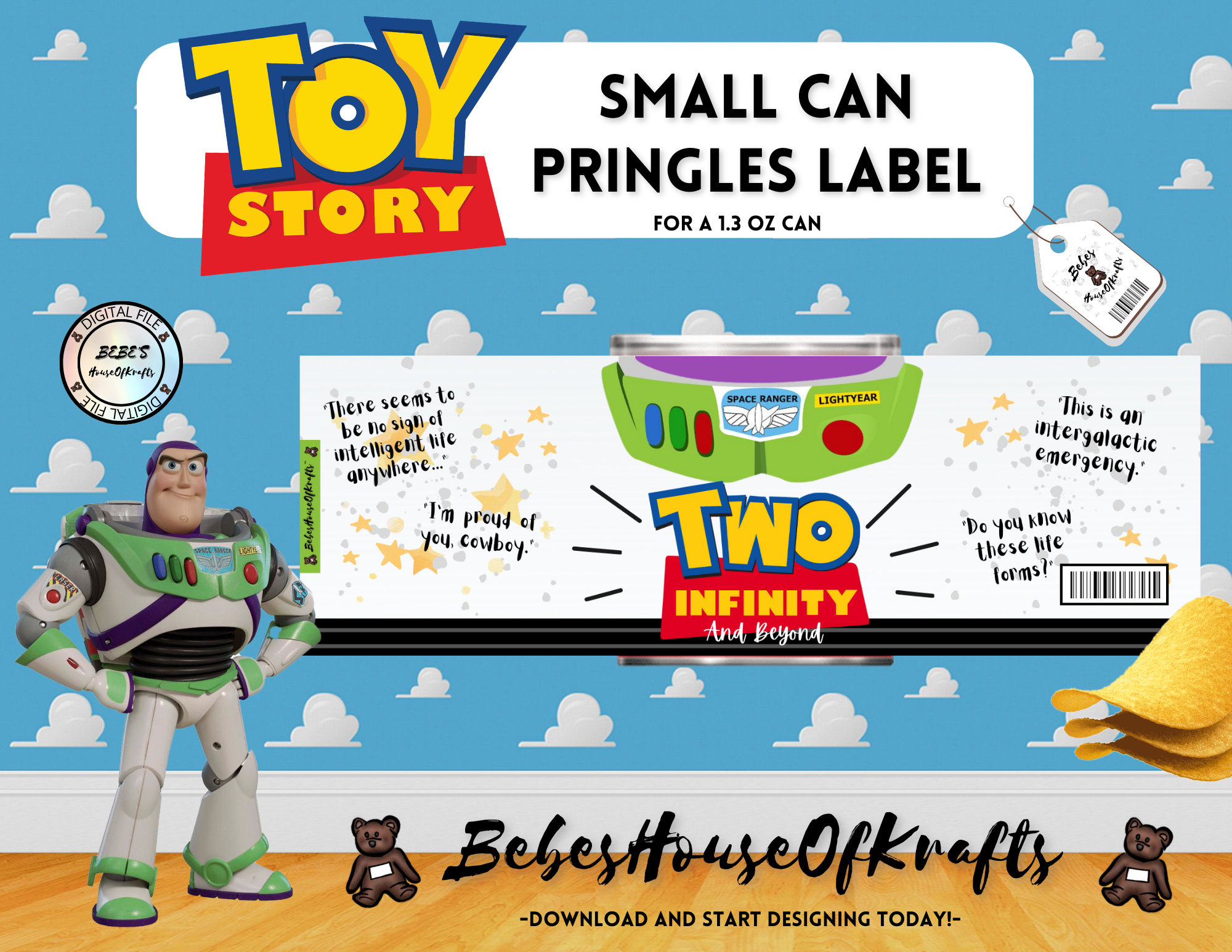 Small Toy Story Pringles 1.3 Oz Can "two Infinity and Beyond" - Etsy