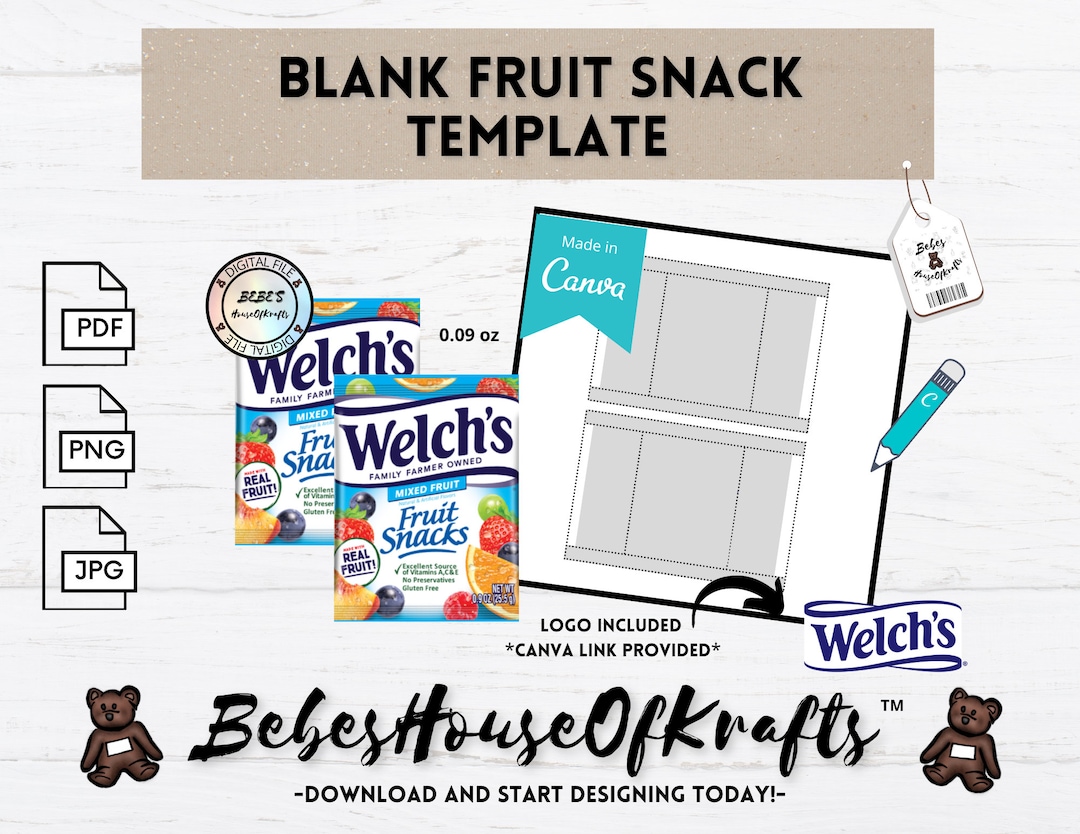 Blank Fruit Snack Template| Digital Download| Canva Template Link| DIY ...
