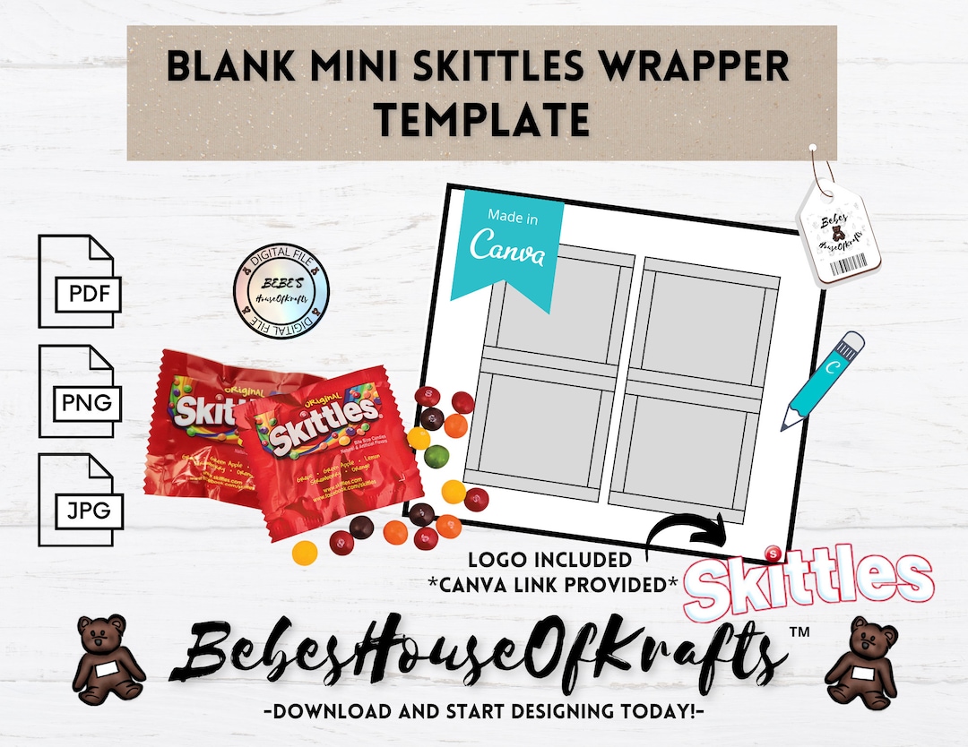 Mini Fun Size Skittles Wrapper Template / Canva Template/custom Wrapper ...