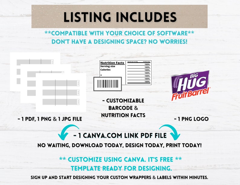 Blank Little Hug Fruit Barrel Label Template| Canva Link| DIY Template ...