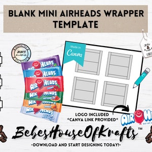 Blank Mini Airheads Wrapper Template | Canva Link | DIY Wrapper ...