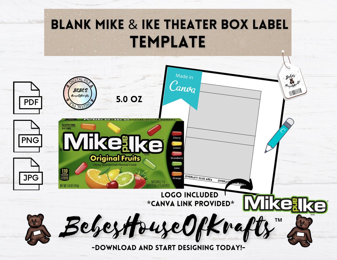 Blank Mike & Ikes Label Template | Canva Link | DIY Labels | Party ...