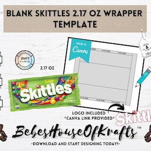 Blank Skittles 2.17 Oz Wrapper Template Canva Link Digital - Etsy