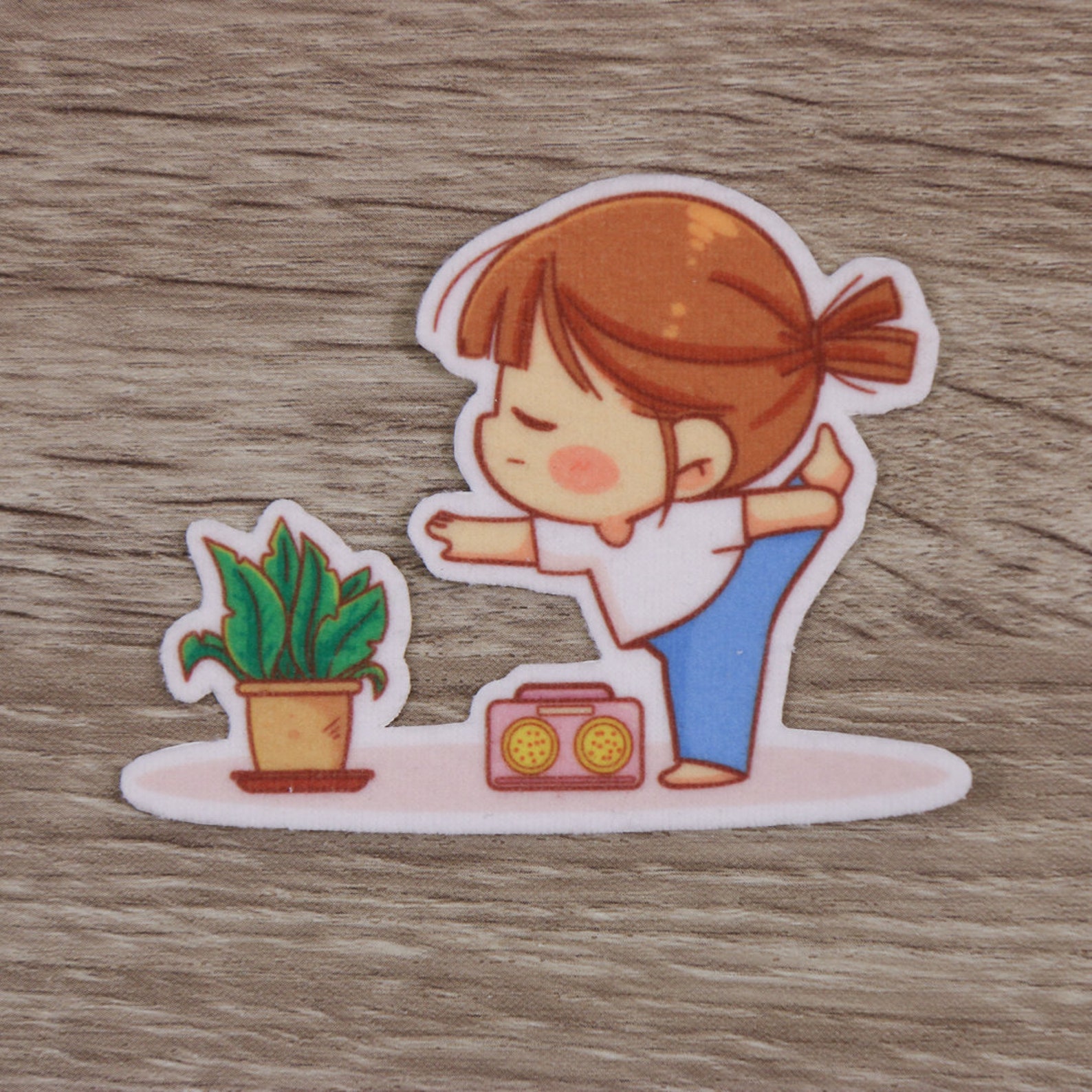 Flocked Stickers Pack of 16 Cute Stickers Happy Girl and Her Kitten ...