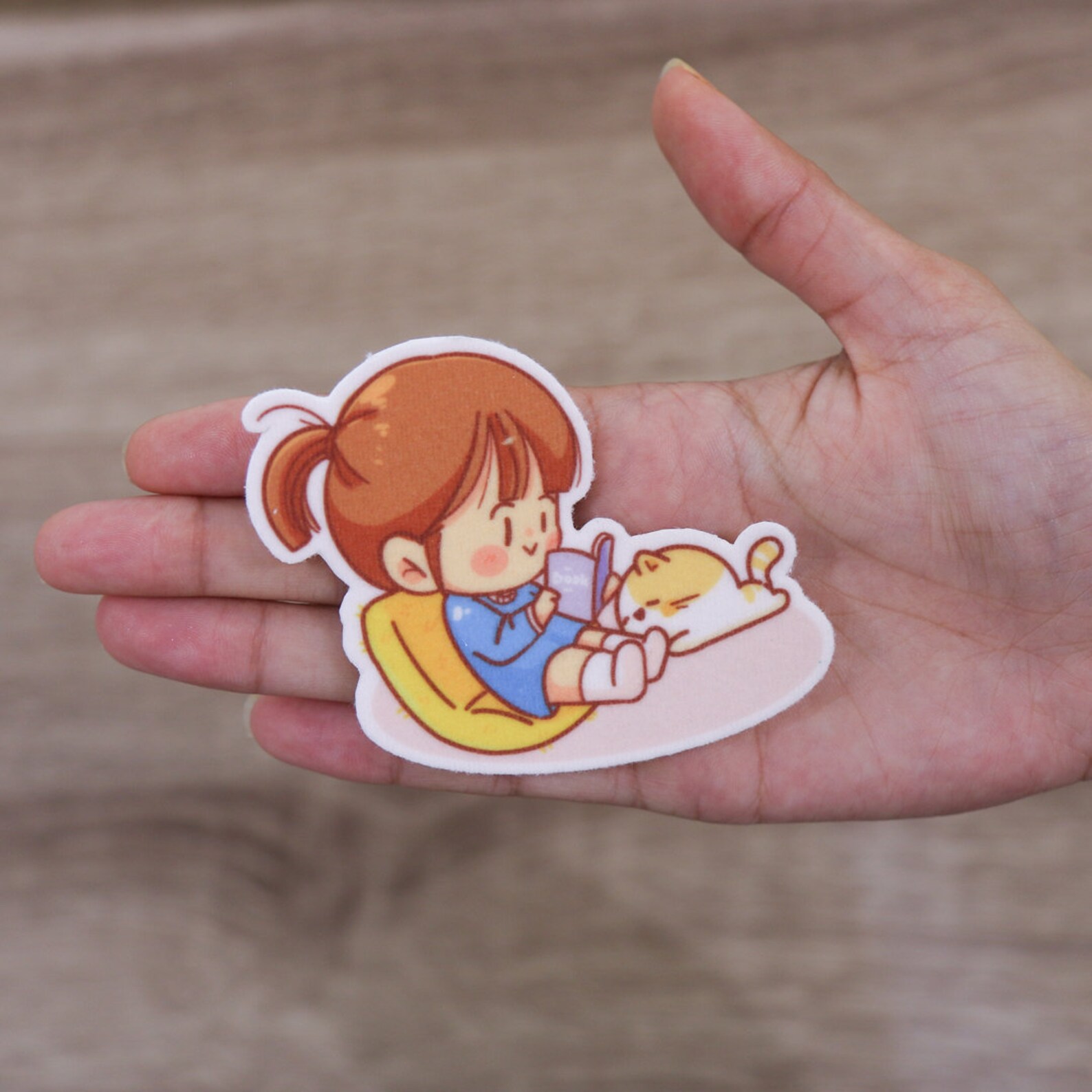 Flocked Stickers Pack of 16 Cute Stickers Happy Girl and Her Kitten ...