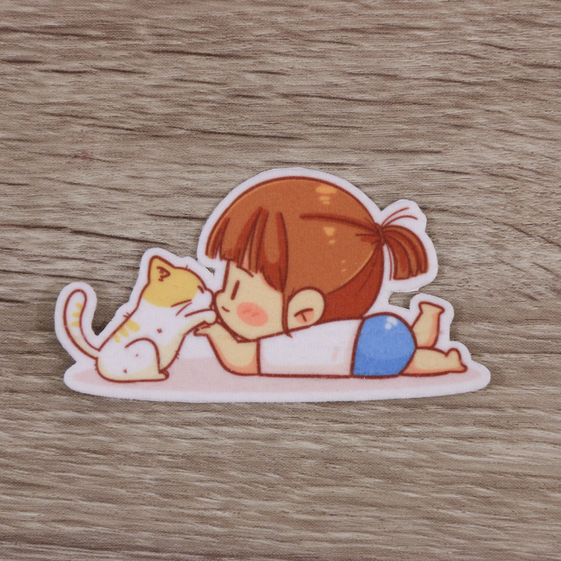 Flocked Stickers Pack of 16 Cute Stickers Happy Girl and Her Kitten ...