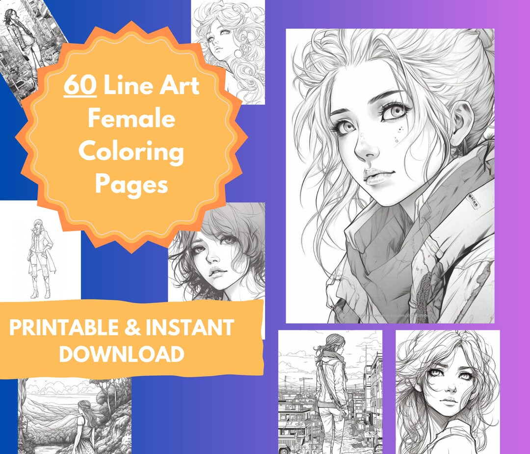 60 Line Art Female Coloring Pages Beautiful Girl & Women Drawings ...