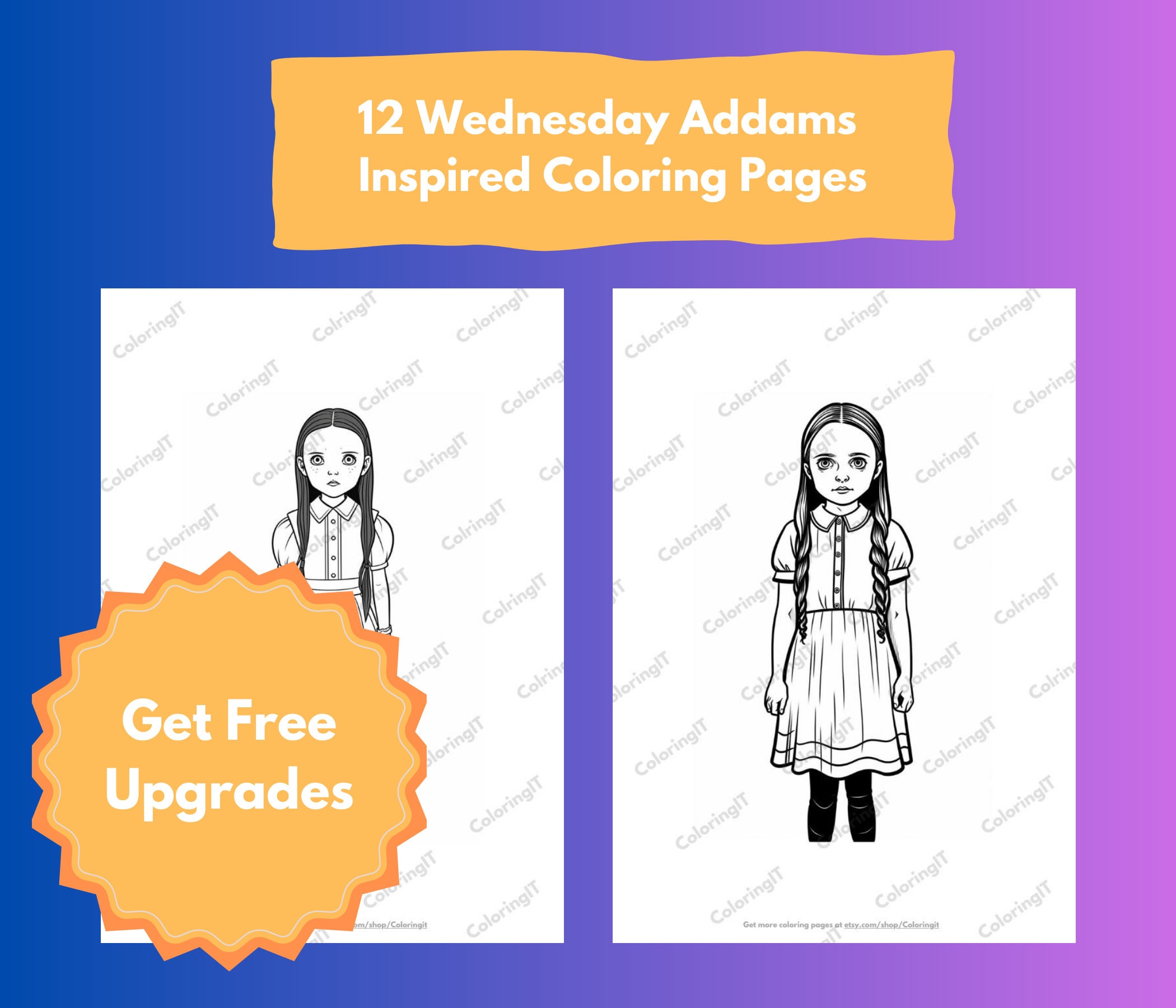 Wednesday Addams Inspired Coloring Pages Printable Wednesday Addams ...