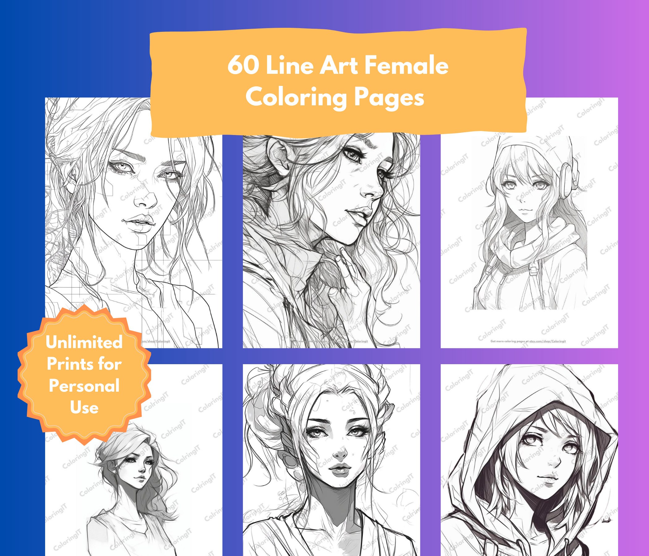 60 Line Art Female Coloring Pages | Beautiful Girl & Women Drawings ...