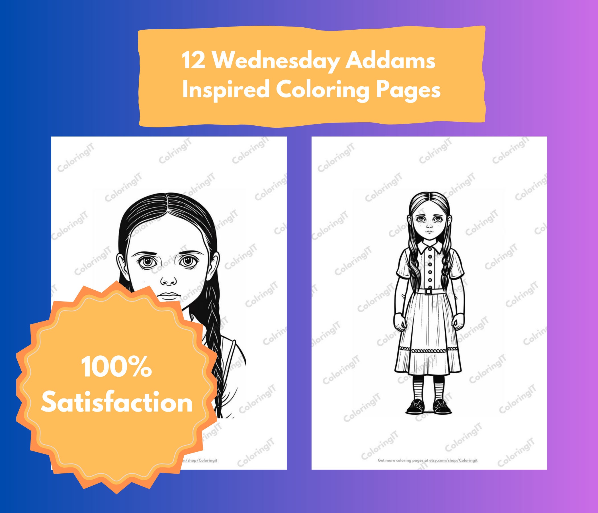 Wednesday Addams Inspired Coloring Pages Printable Wednesday Addams ...