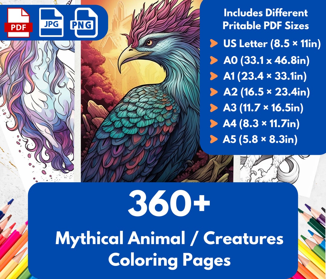 360+ Mythical Animal Coloring Pages | 8 Different Creatures | High ...