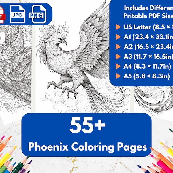 Phoenix Coloring - Etsy