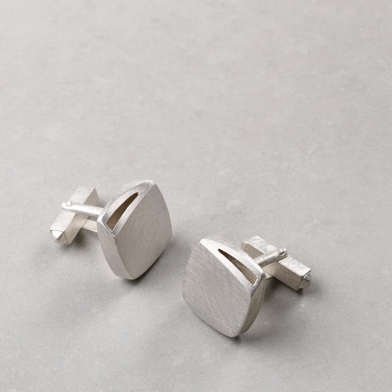 Curved Curves Square Cufflinks | Textured & Oxidised Sterling Silver - Etsy