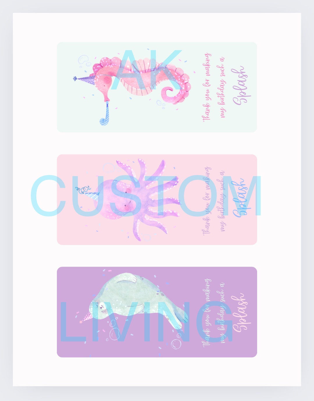 Pastel Sea Theme Birthday Favor Tag - Etsy