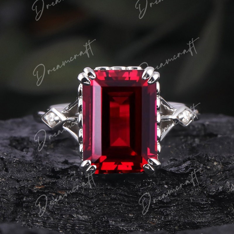 Emerald Cut Ruby Ring - Etsy