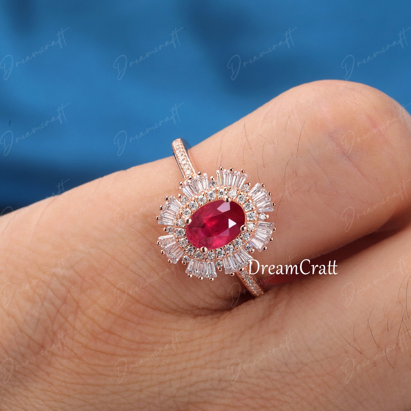 Vintage Ruby Engagement Ring Rose Gold Diamond Engagement Ring - Etsy
