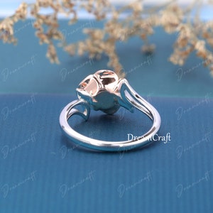Solitaire Natural 3mm Diamond Ring/ David Design Rose Flower Ring 14k ...