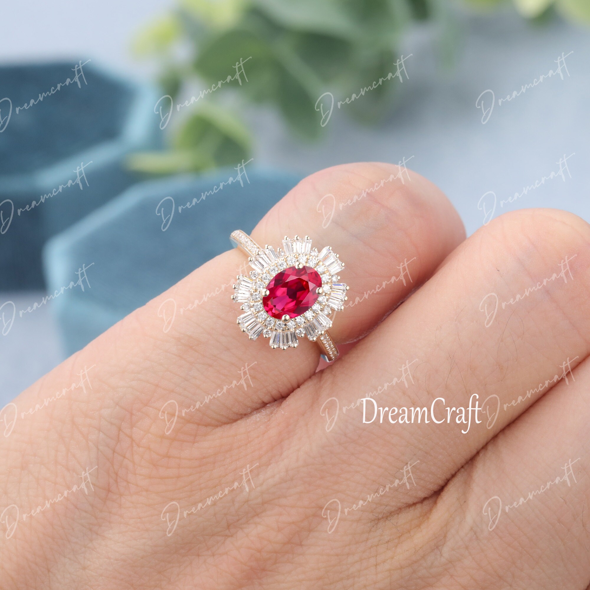 Vintage Ruby Engagement Ring Rose Gold Diamond Engagement Ring - Etsy