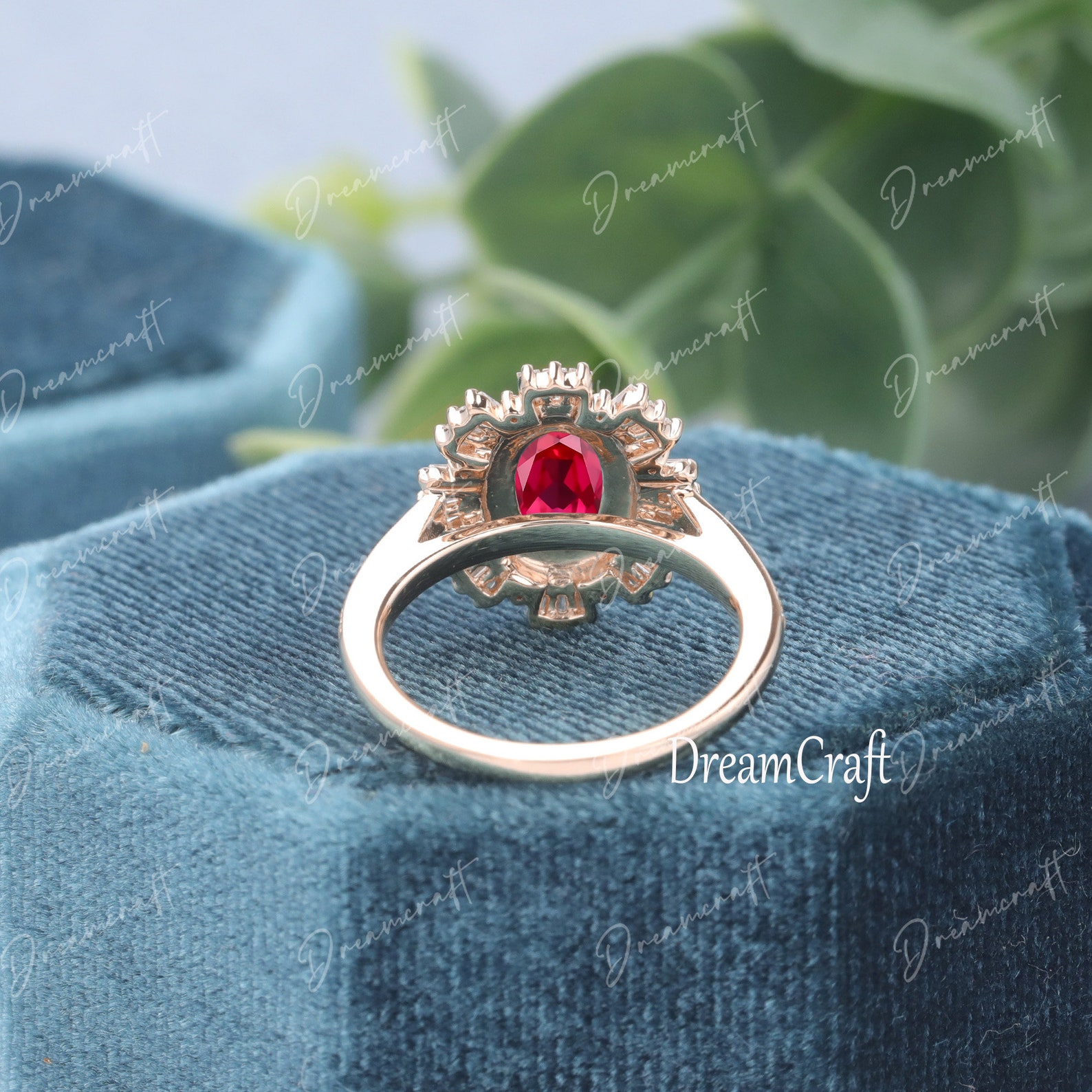 Vintage Ruby Engagement Ring Rose Gold Diamond Engagement Ring - Etsy