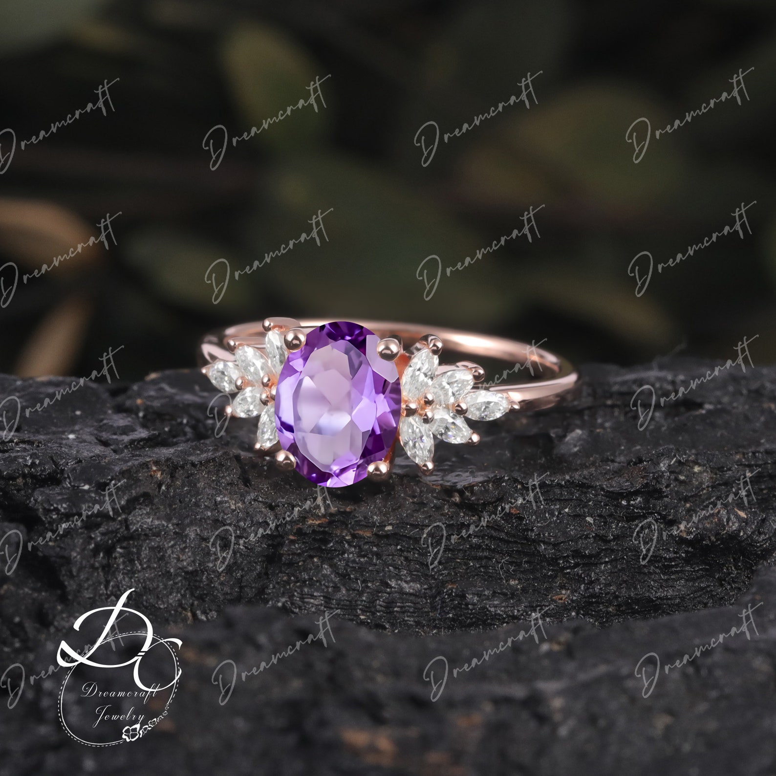 Amethyst Engagement Ring Vintage Engagement Ring Oval Unique - Etsy