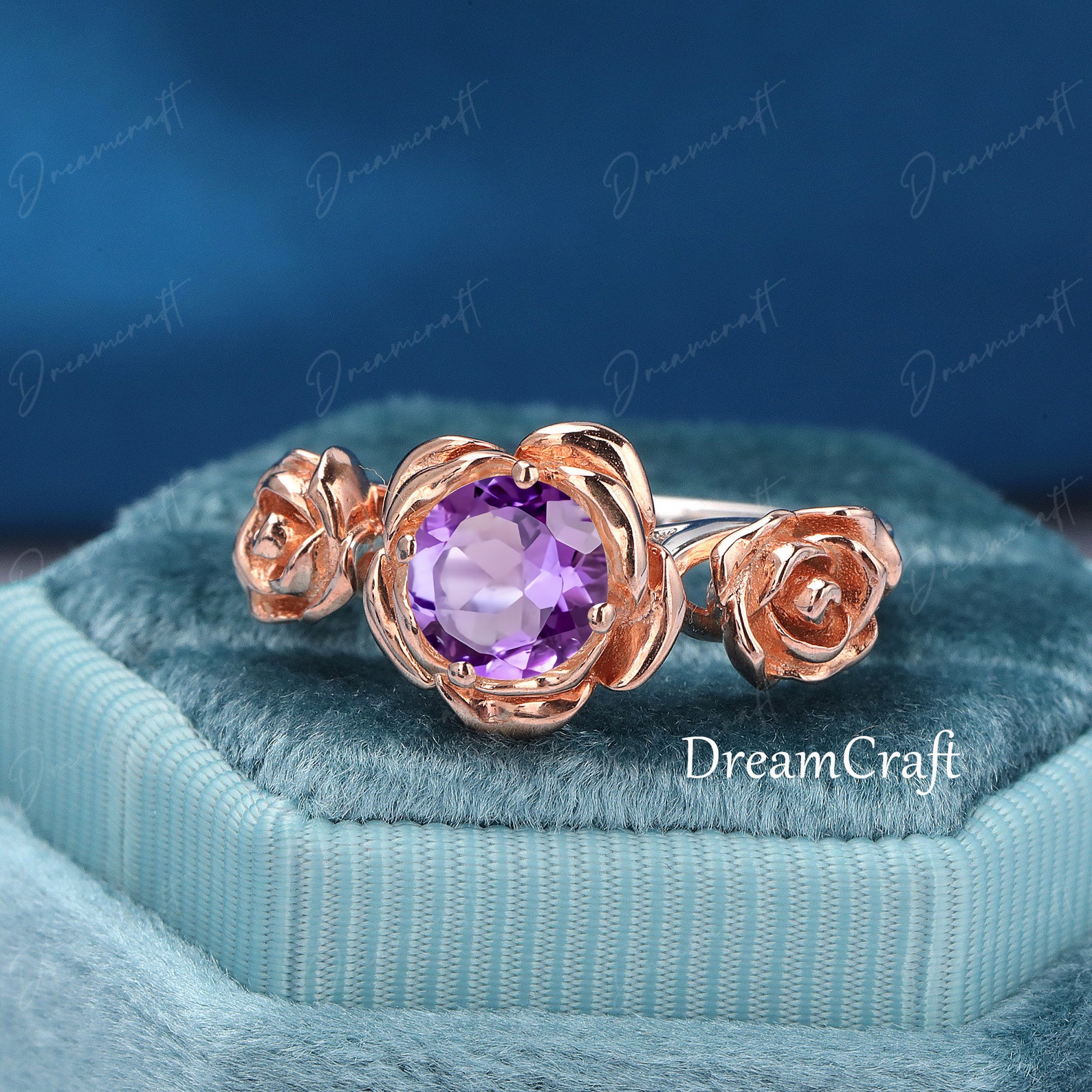 Rapunzel Fairy Tales Anniversary Ring Natural Amethyst Rose Flower 925 ...