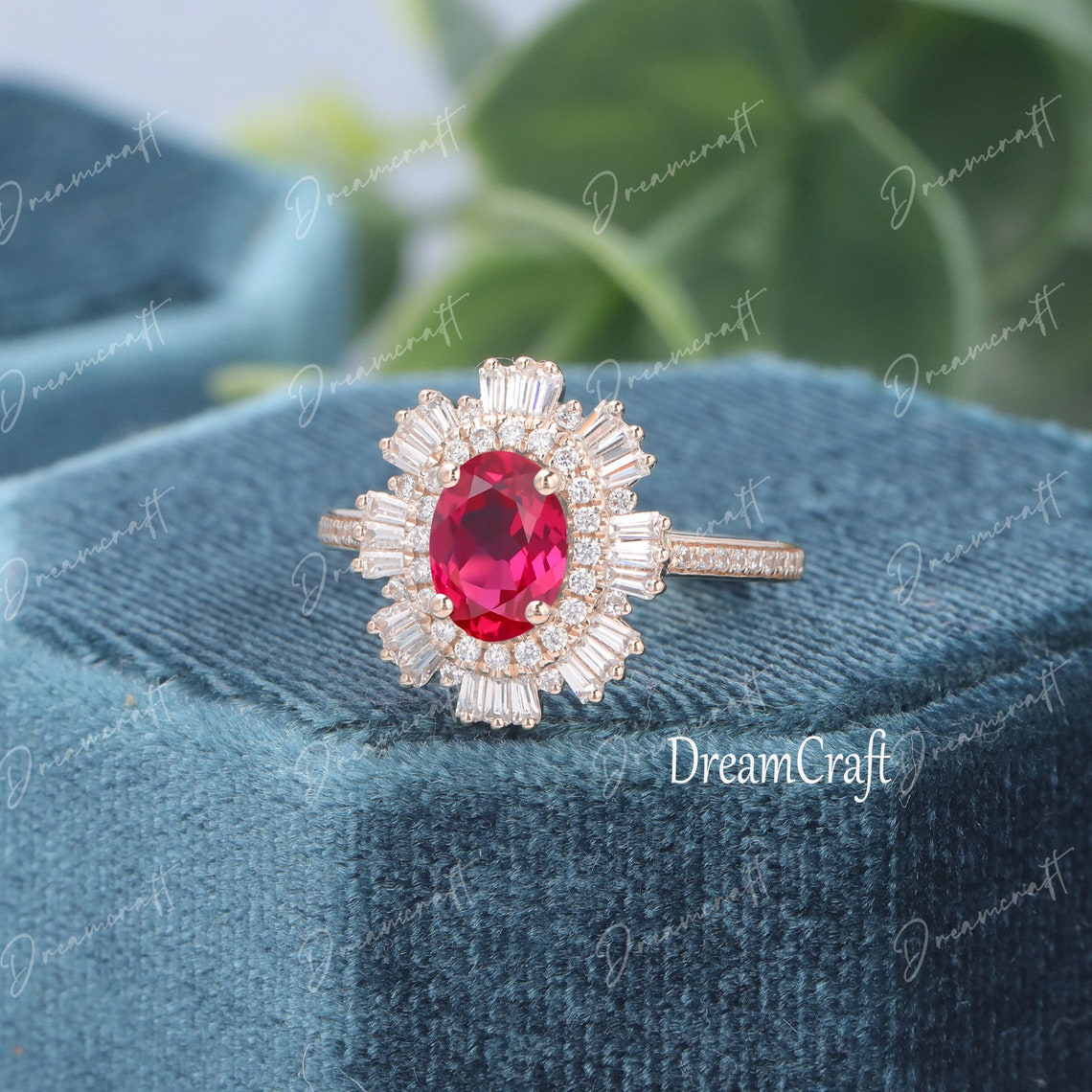 Vintage Ruby Engagement Ring Rose Gold Diamond Engagement Ring - Etsy