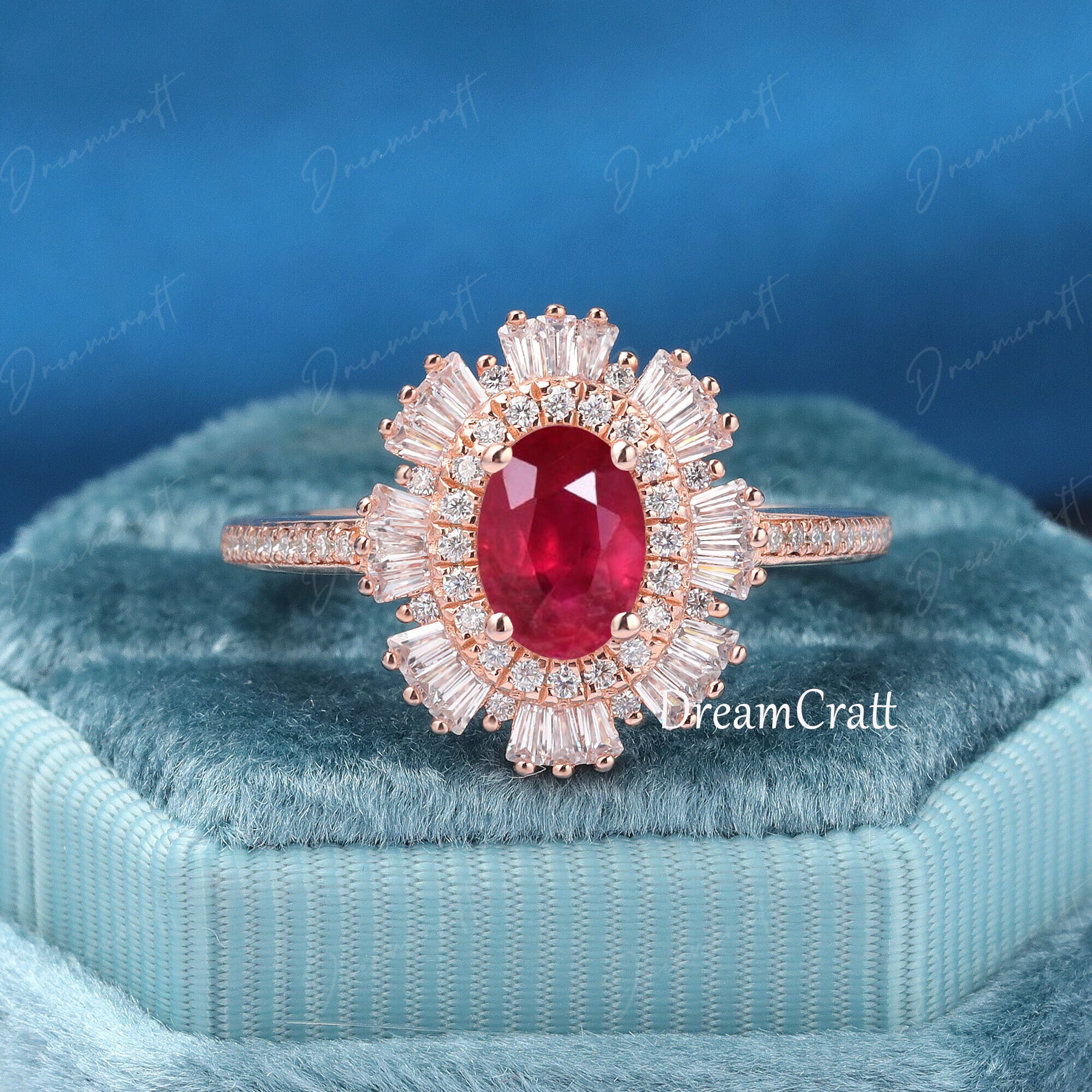 Vintage Ruby Engagement Ring Rose Gold Diamond Engagement Ring - Etsy
