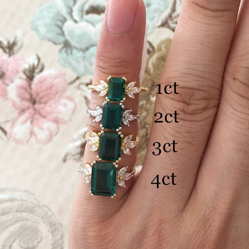 Emerald Engagement Ring 4ct Emerald Cut Solid 14K Gold - Etsy Canada
