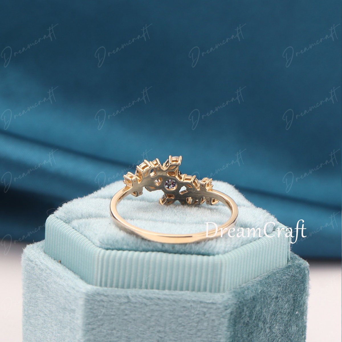 Alexandrite Cluster Ring 14K Rose Gold Unique Engagement Ring - Etsy