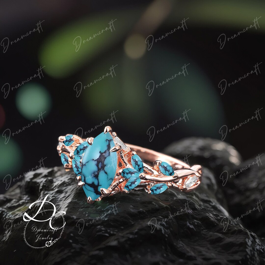 Vintage Marquise Cut Turquoise Engagement Ring Bridal Ring Nature ...