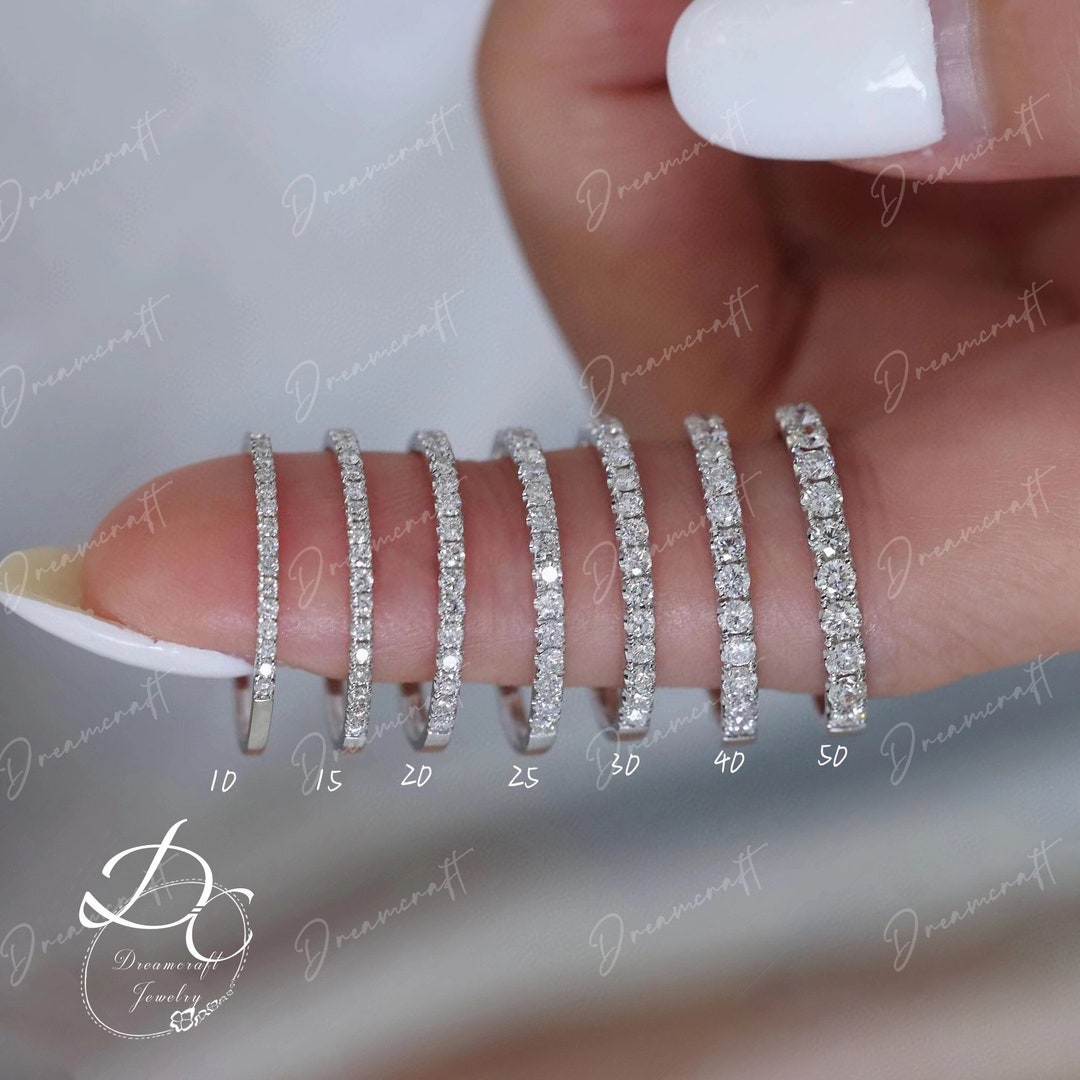 Delicate Diamond Wedding Band Solid 14k 18k Gold Half Eternity Ring ...