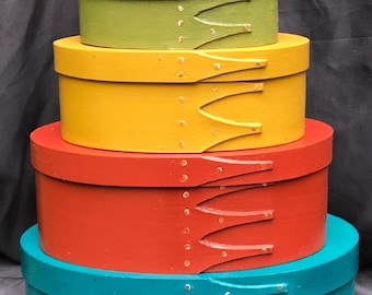 Handcrafted Reproduction Painted Shaker Boxes - Stack of Three - Etsy