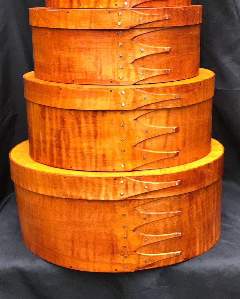 Tiger Maple Shaker Oval Boxes Stack of 3 Sizes 4-6 - Etsy