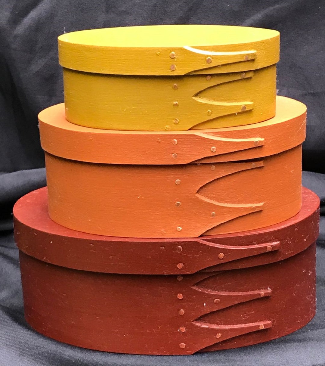 Shaker Oval Boxes Stack of 3 Fall Milkpaint Colors Made to Order - Etsy