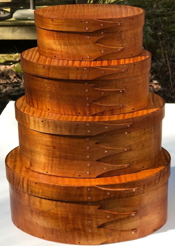 Tiger Maple Shaker Oval Boxes Sizes 2-5 Handcrafted Stack of 4 - Etsy
