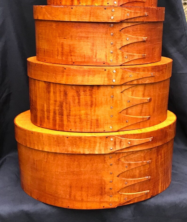 Tiger Maple Shaker Oval Boxes Stack of 3 Sizes 4-6 - Etsy