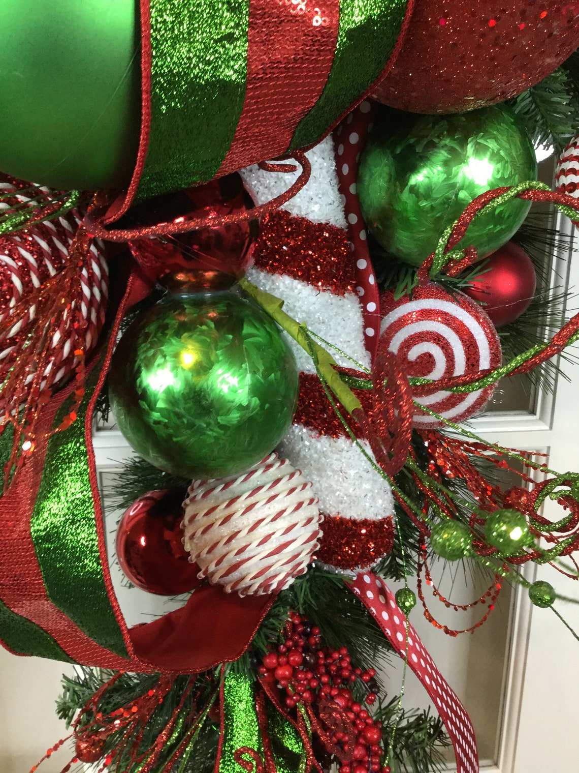 Door, Cane Christmas Candy Cane Christmas Swag, Wreaths for Double ...