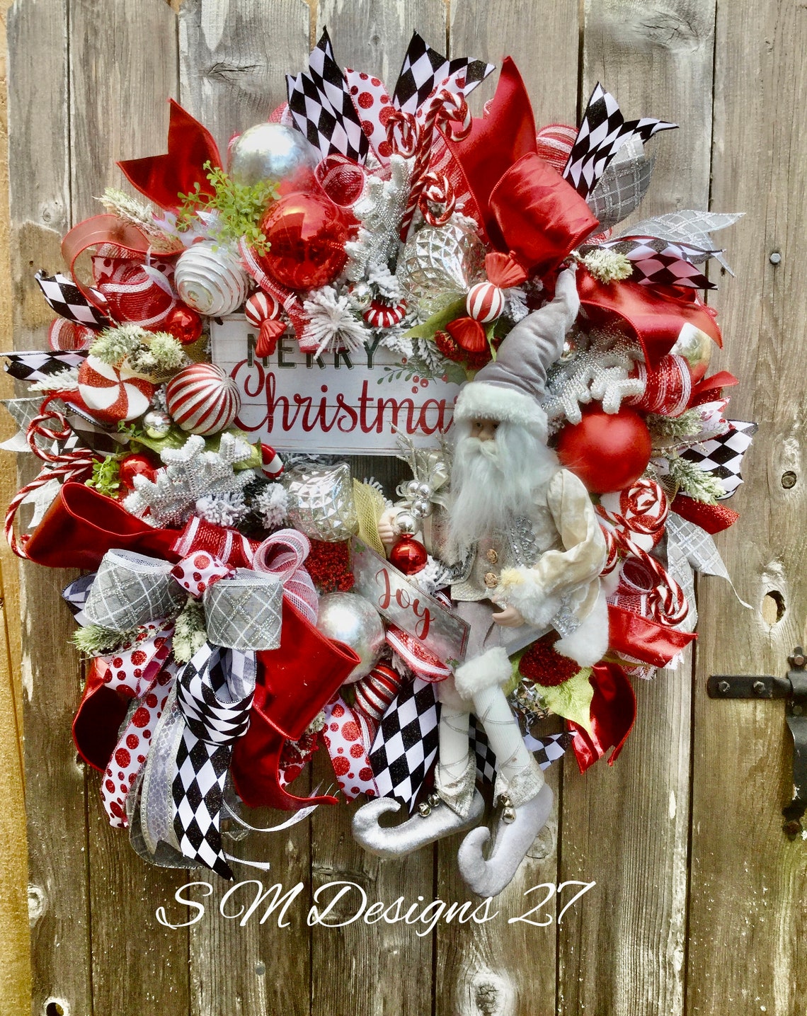 Santa Wreath, Christmas Wreath, Christmas Decor, Christmas Santa Wreath ...
