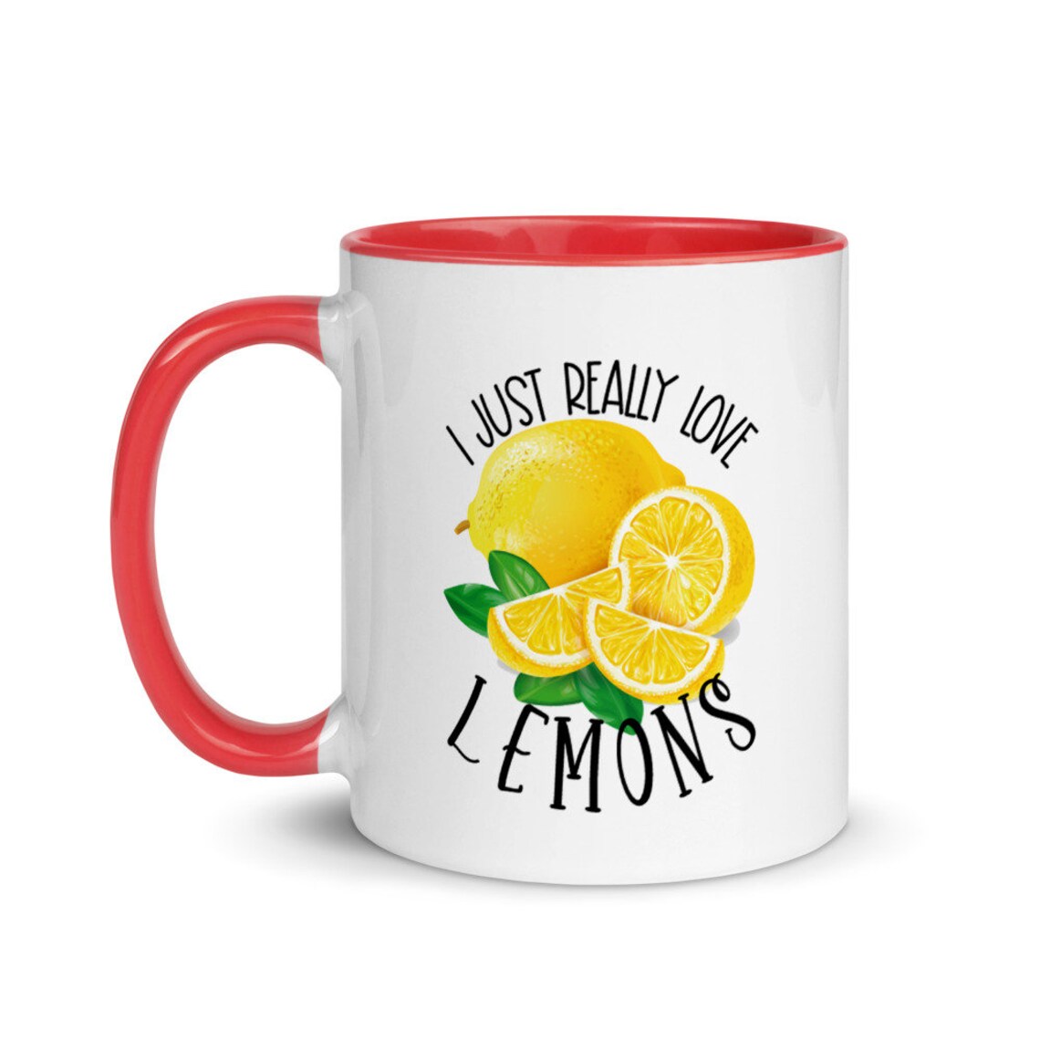 I Love Lemons Mug with Color Inside Lemon Coffee Mug Lemon | Etsy