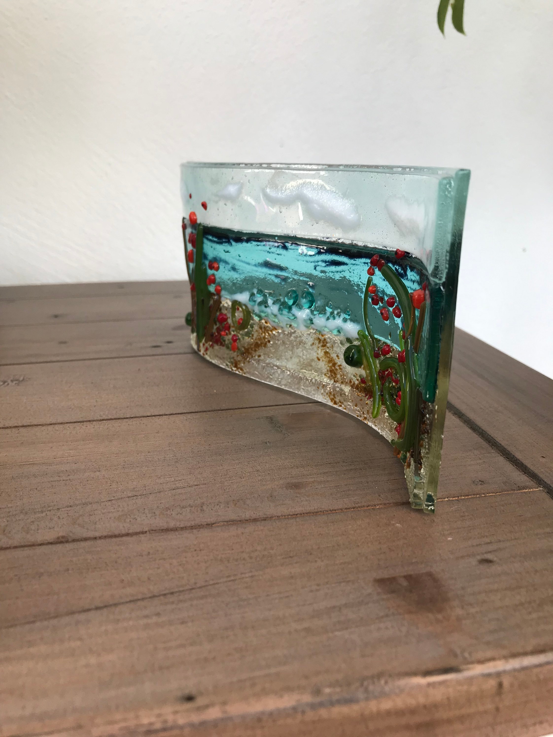 Fused Glass Poppy Field Beach Scene - Etsy UK
