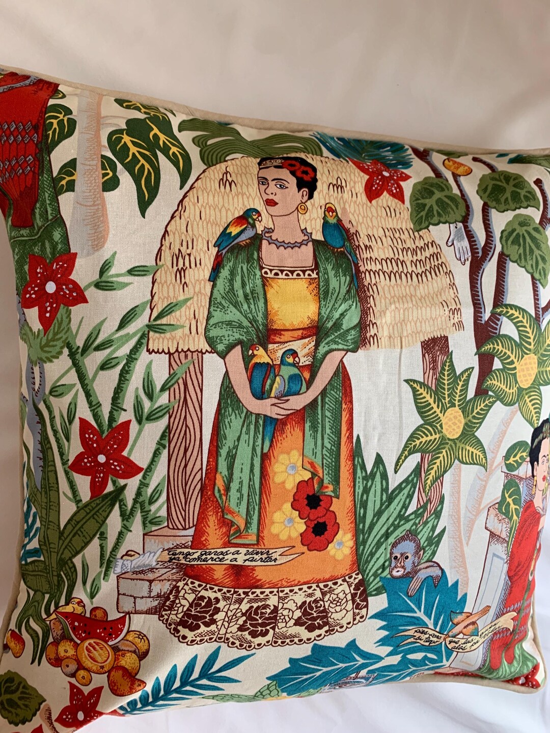 Frida Kahlo Piped Print Cushion Covers - Frida’s Garden - Made to Order ...