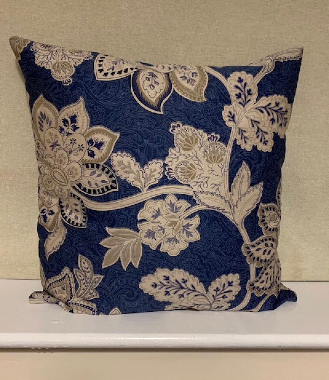 Paisley Jacobean - Blue and Beige . Made to Order 45cm - Etsy