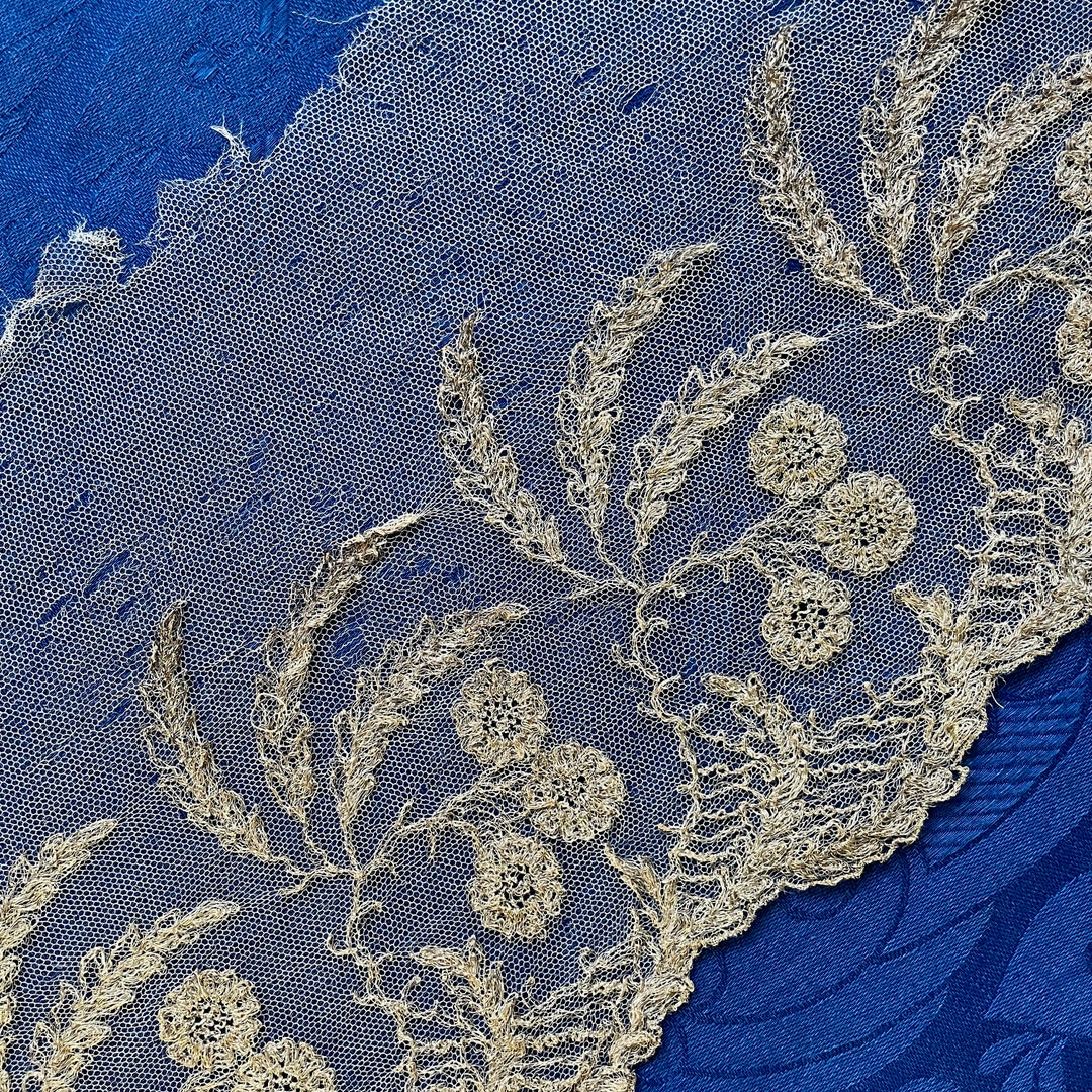 Antique French Metallic-thread Lace Piece, Silver & Ecru, Wonderfully ...